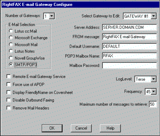How to Configure the RightFax E-mail Gateway for Use with SMTP/POP3 E-Mail Systems